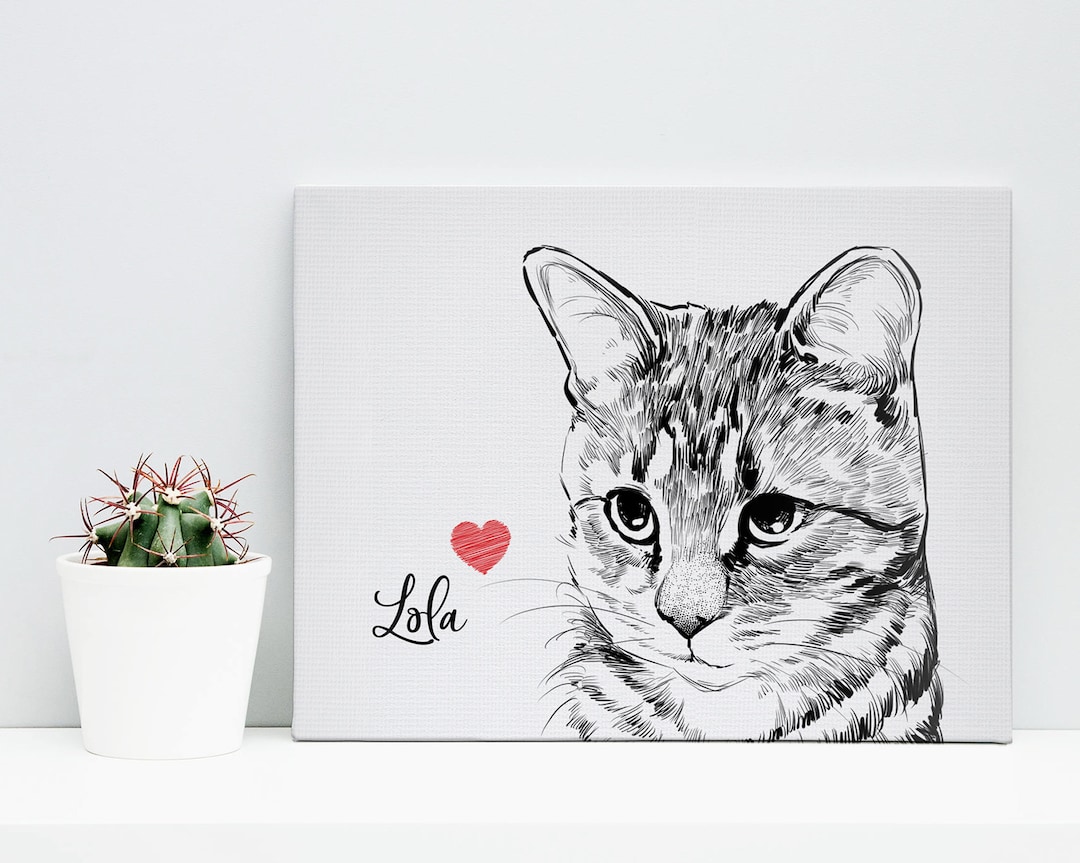 Custom Cat Canvas, Cat Portrait, Cat Canvas, Cat Painting, Cat Loss ...