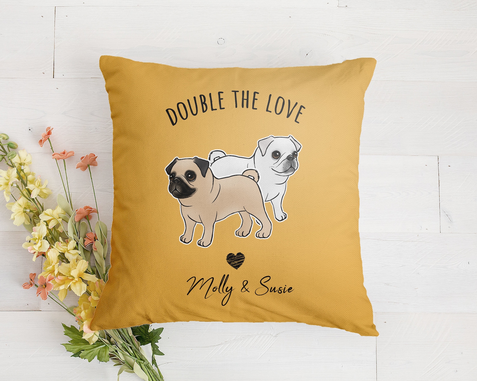 Pug Pillow Pug Pillow Cover Custom Pug Pillow Case | Etsy