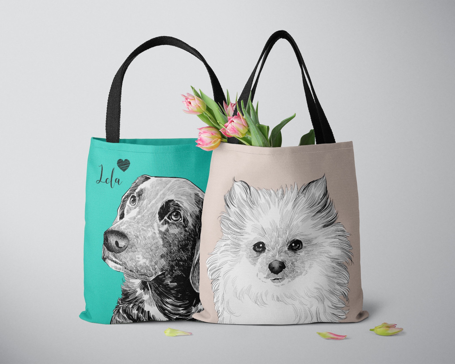 Custom Pet Portrait Tote Bag, Custom Dog Tote Bag, Pet Tote Bag, Custom ...