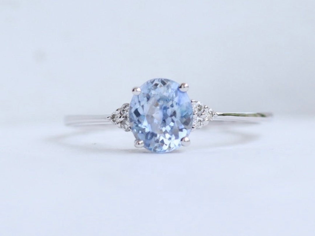 Natural Ice Blue Sapphire Ring.light Blue Sapphire Oval - Etsy
