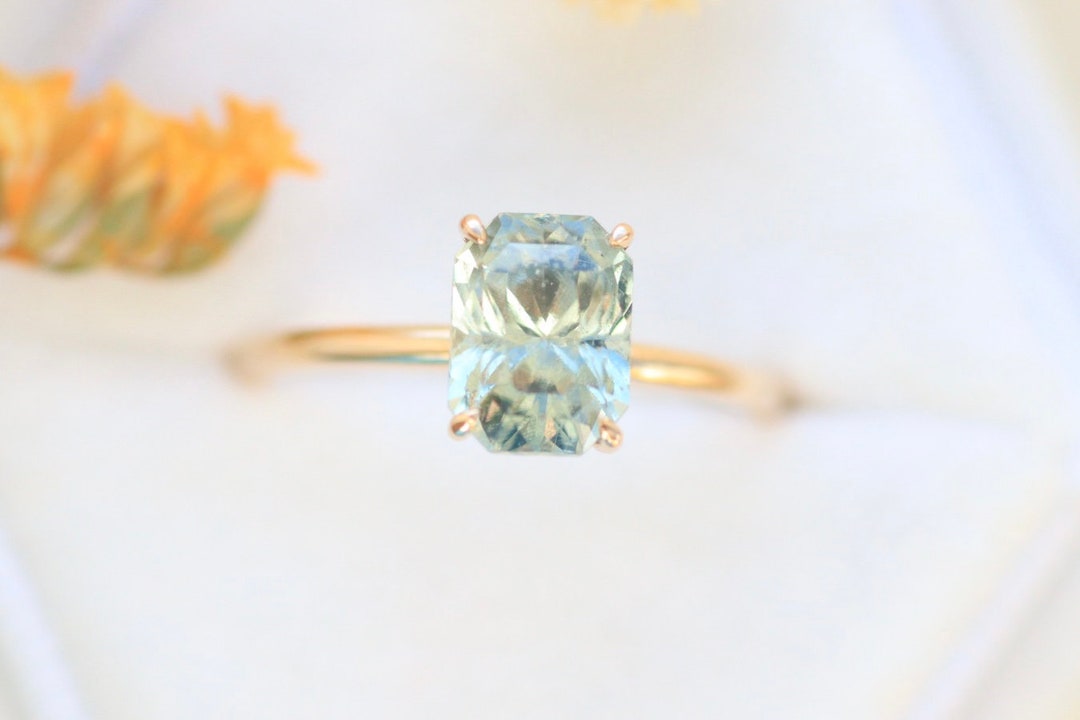 Sold Unique Ring for Her, Lemon Green Sapphire Ring, Yellow Gold ...