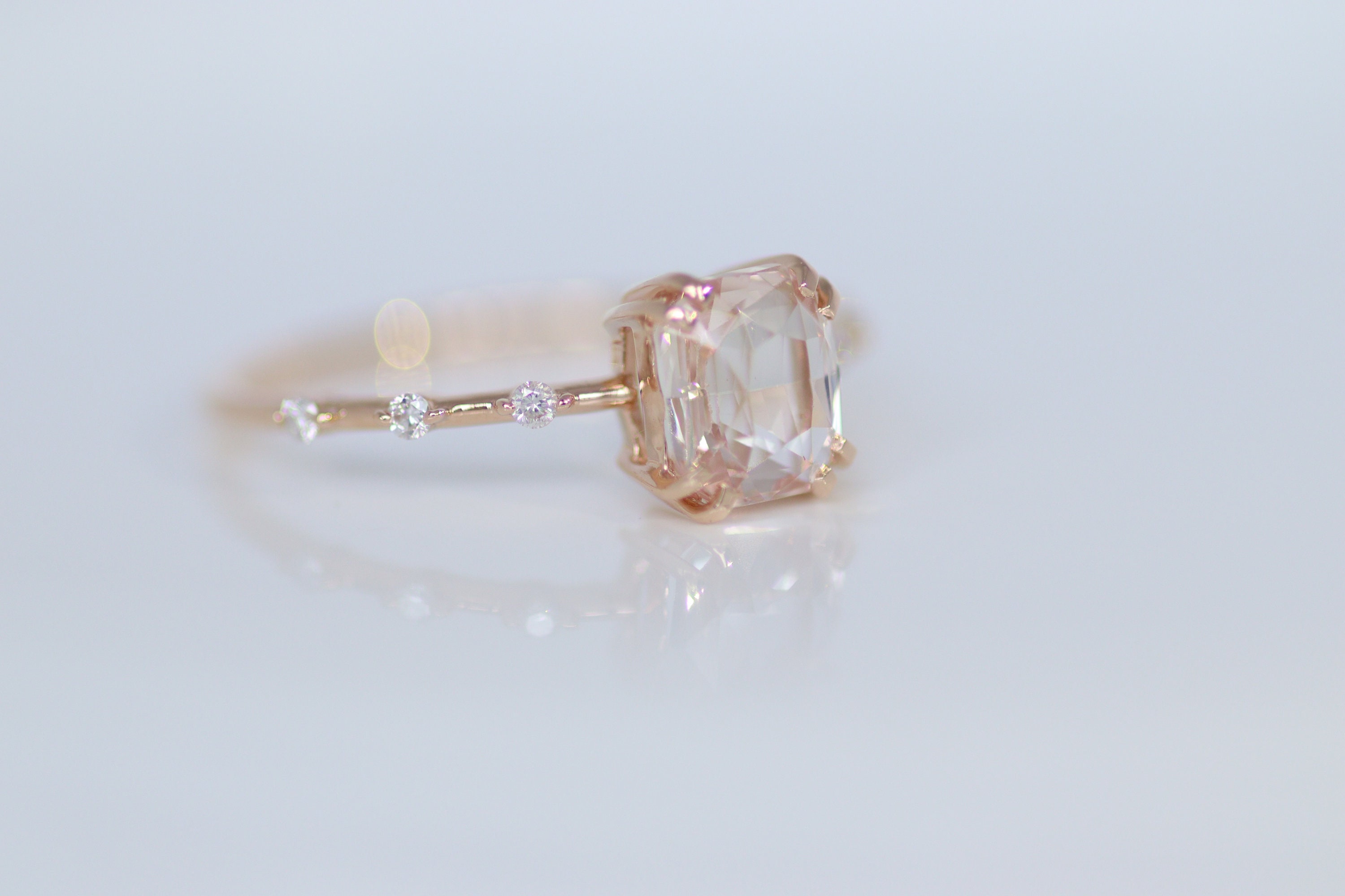Peach Sapphire Engagement Ring Light Peach Champagne Sapphire | Etsy
