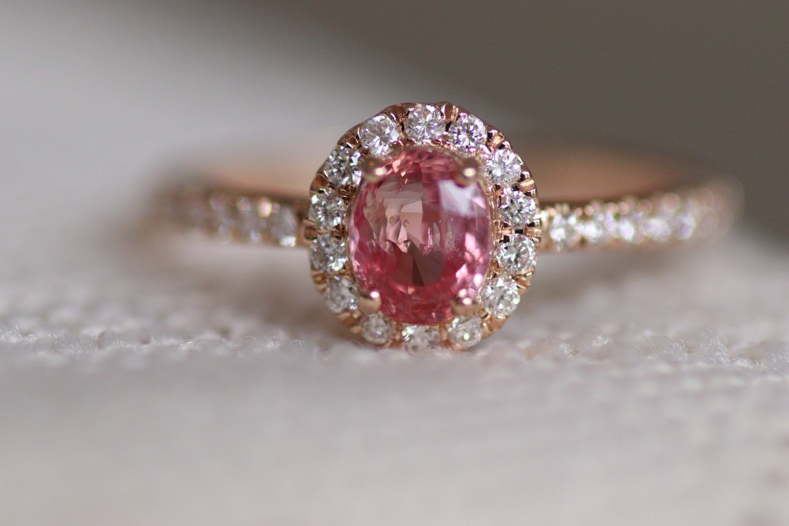 Padparadscha Sapphire Engagement Ring| Natural Sapphire Engagement Ring ...