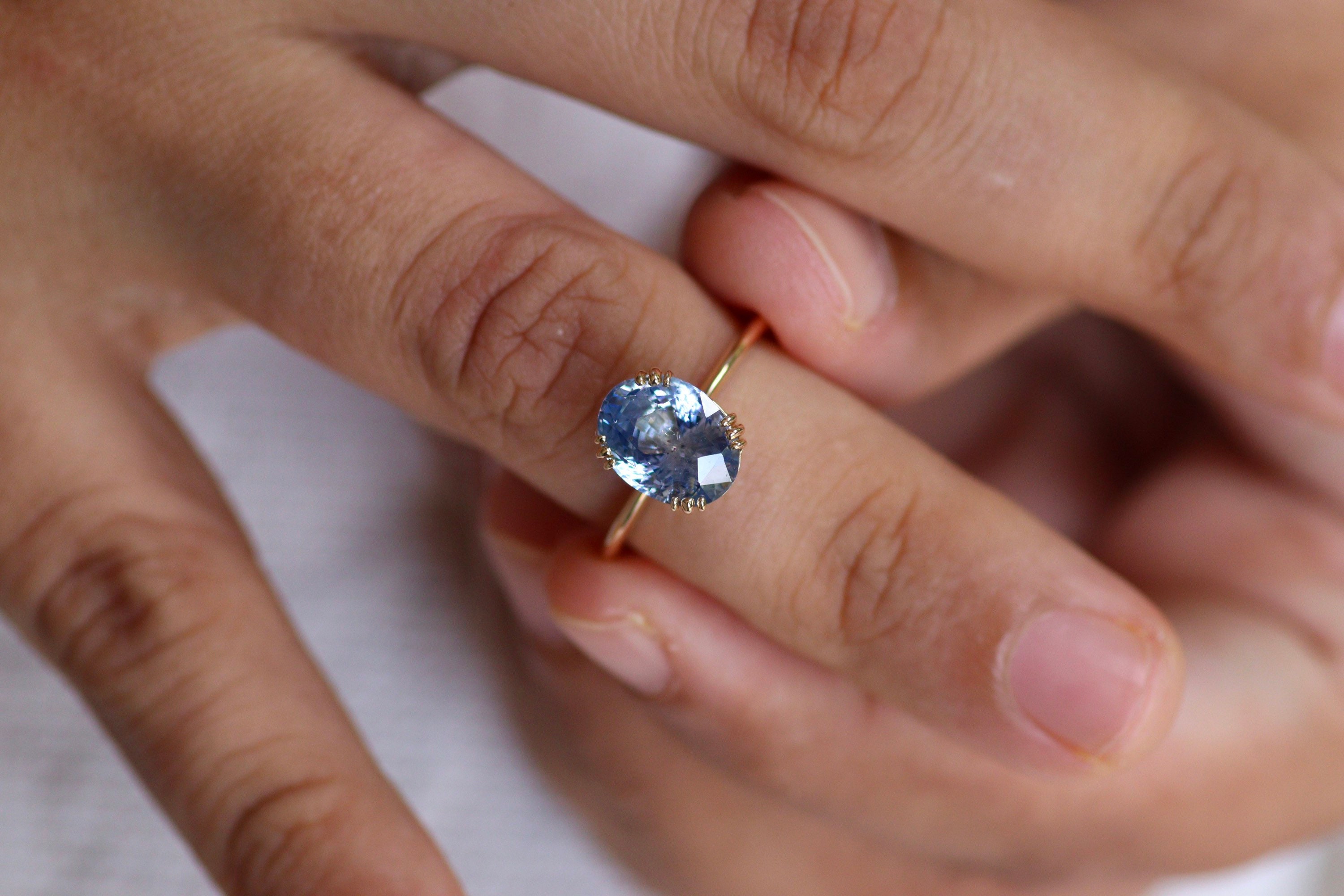 Anillo de zafiro azul claro natural anillo de zafiro azul | Etsy
