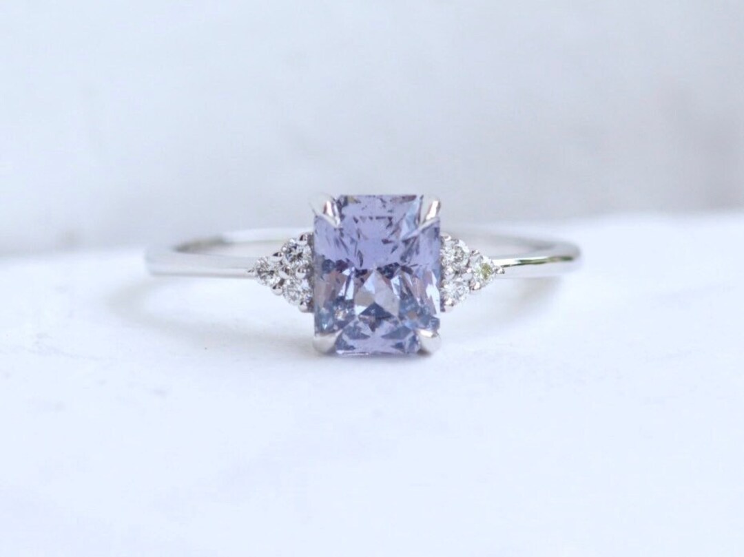 Lavender Sapphire Engagement Ring, Sapphire Engagement Ring 14k White ...