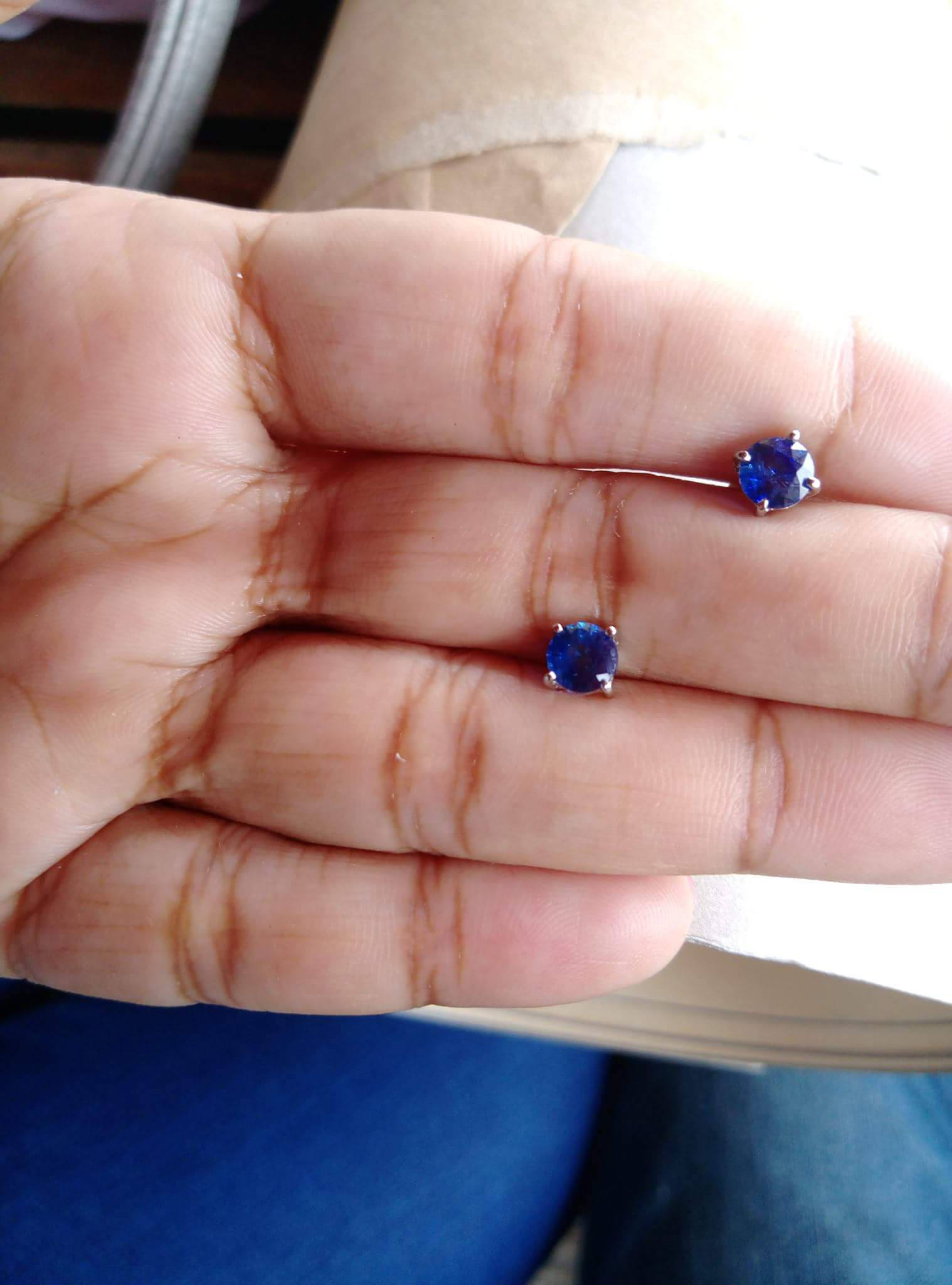 Blue Sapphire Stud Earrings Blue Sapphire Earrings White | Etsy