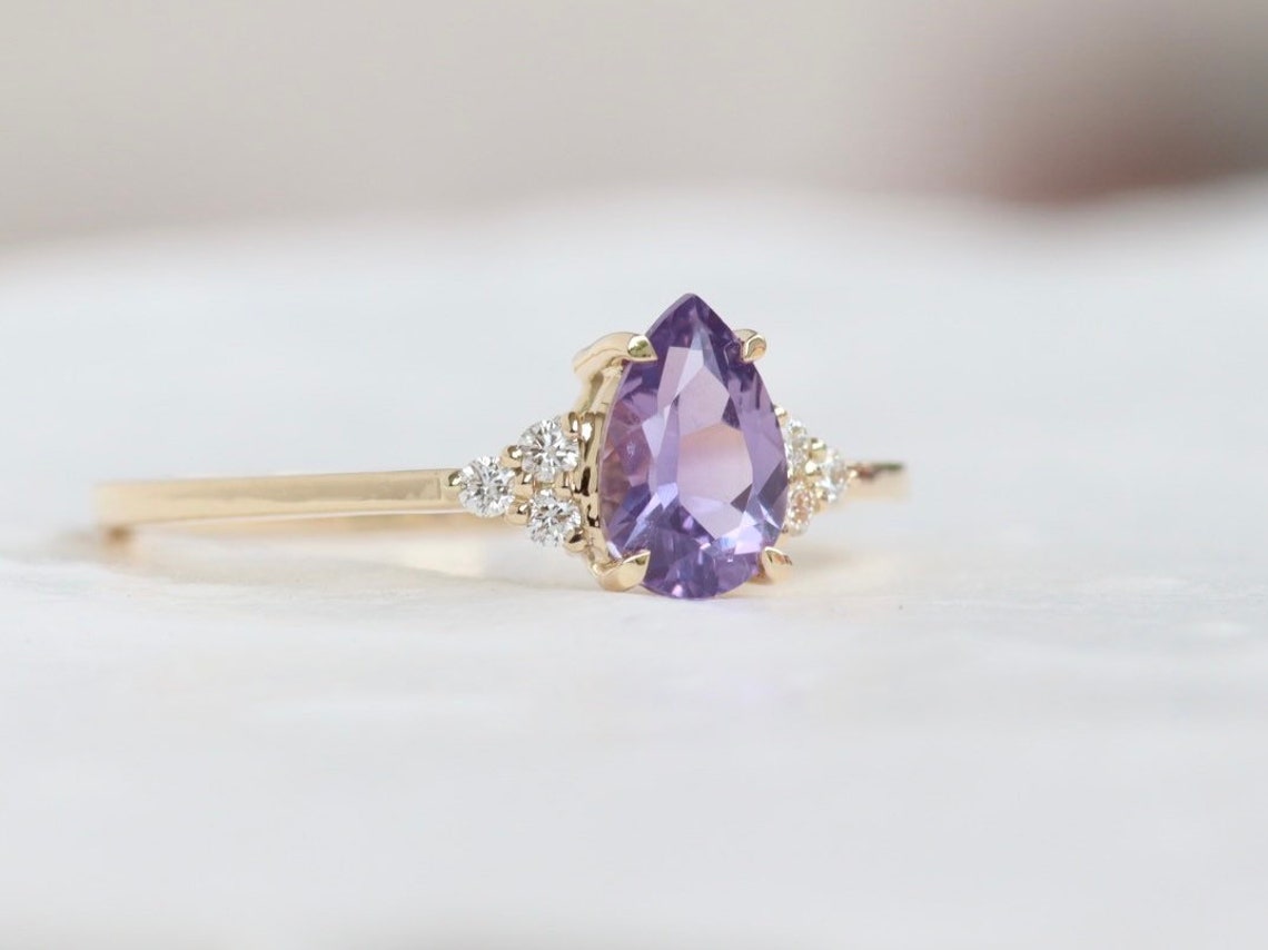 Sold Lavender Sapphire Ring 14k Gold Purple Ring Sapphire - Etsy
