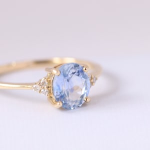 Natural Ice Blue Sapphire Ring.light Blue Sapphire Oval Diamond Ring ...