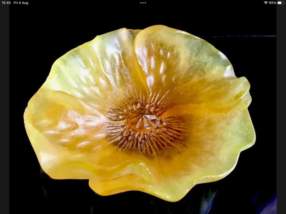 Daum Golden Pate De Verre Poppy Dish - Etsy