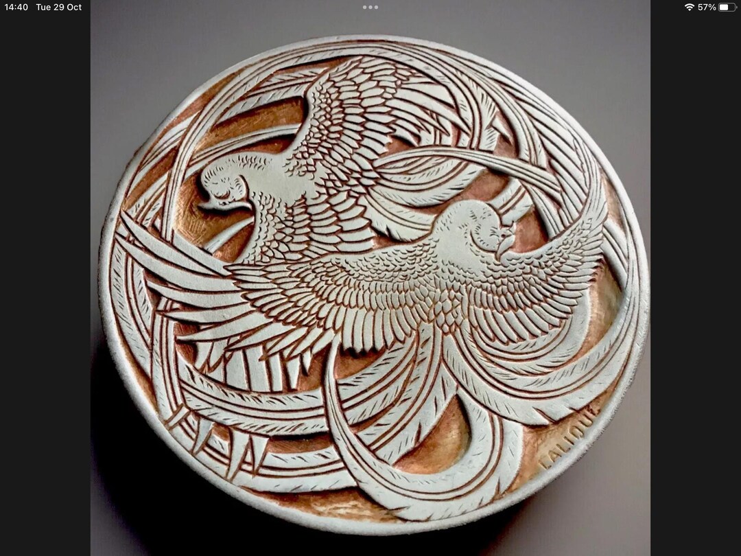 Lalique Art Deco Powder Box - Etsy