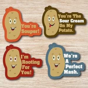 Positive Potato Puns Laminated Sticker Sheet - 20 Stickers Contour Cut ...