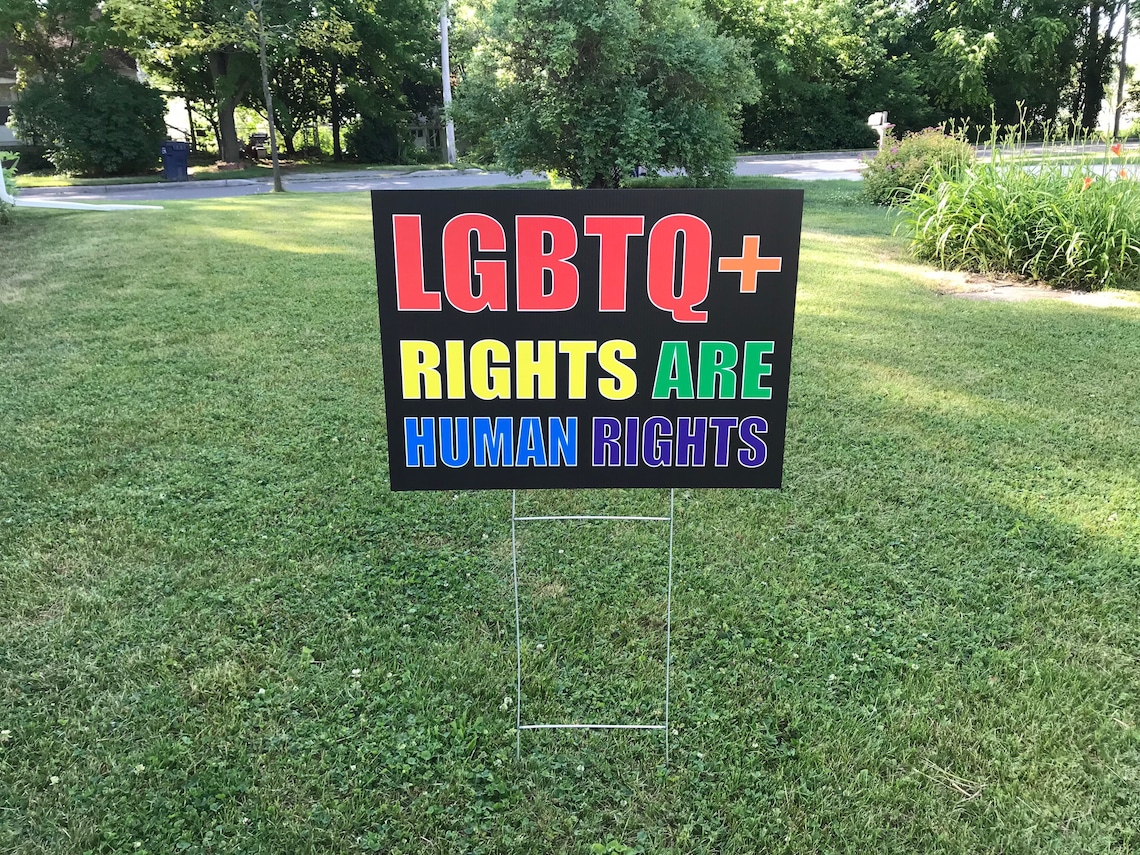 LGBTQ Rights Are Human Rights Rainbow Double Sided Yard Sign - Etsy
