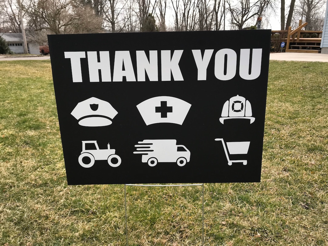 Thank You First Responders, Essential Workers Double Sided Yard Sign - Etsy