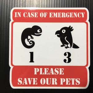 Save Our Pets - Emergency Sticker, Vinyl Decal - Etsy