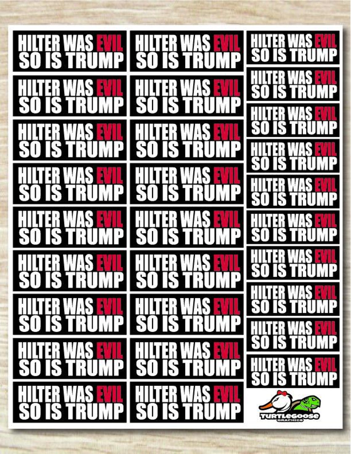 Hitler Was Evil so is Trump Sticker Sheet, Die Cut Waterproof Vinyl ...