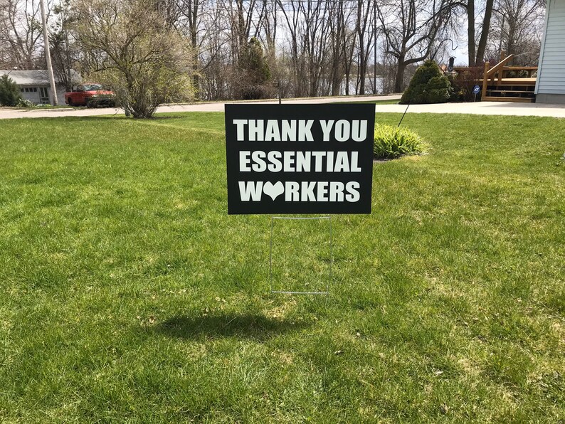 Thank You Essential Workers Double Sided Yard Sign - Etsy