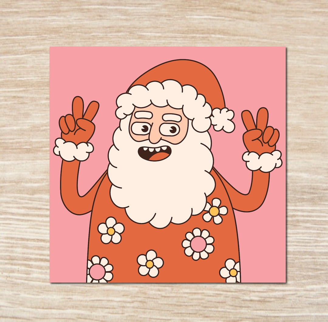 Vintage Santa Flashing the Peace Sign Waterproof Sticker or Magnet - Etsy