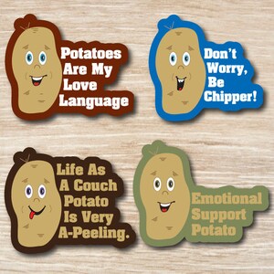 Positive Potato Puns Laminated Sticker Sheet - 20 Stickers Contour Cut ...