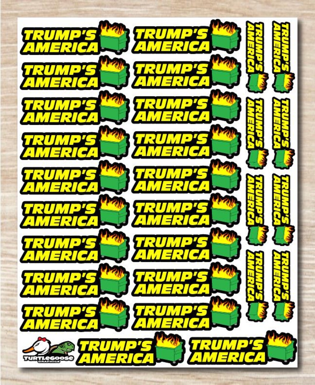 Trump’s America Dumpster Fire Sticker Sheet, Vinyl Decals - 28 Stickers ...