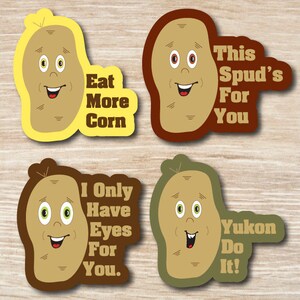 Positive Potato Puns Laminated Sticker Sheet - 20 Stickers Contour Cut ...