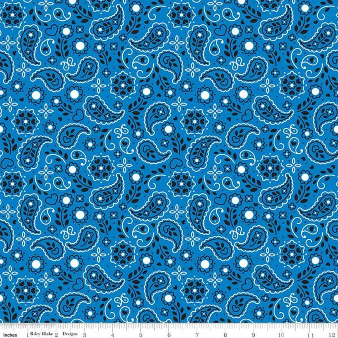 Blue Bandana Fabric - Riley Blake Down on the Farm C10073 - Quilting ...