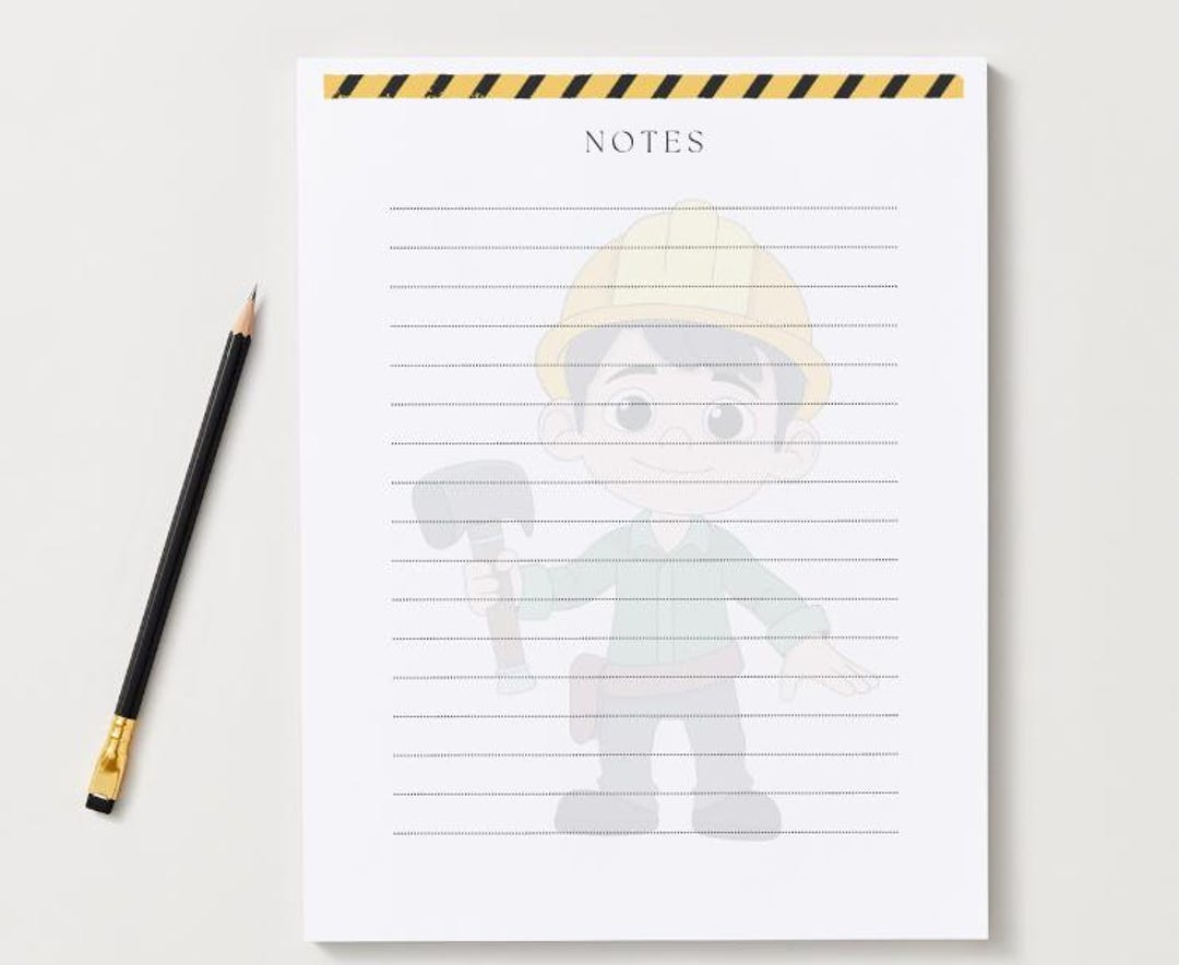Construction Worker Notepad - Etsy