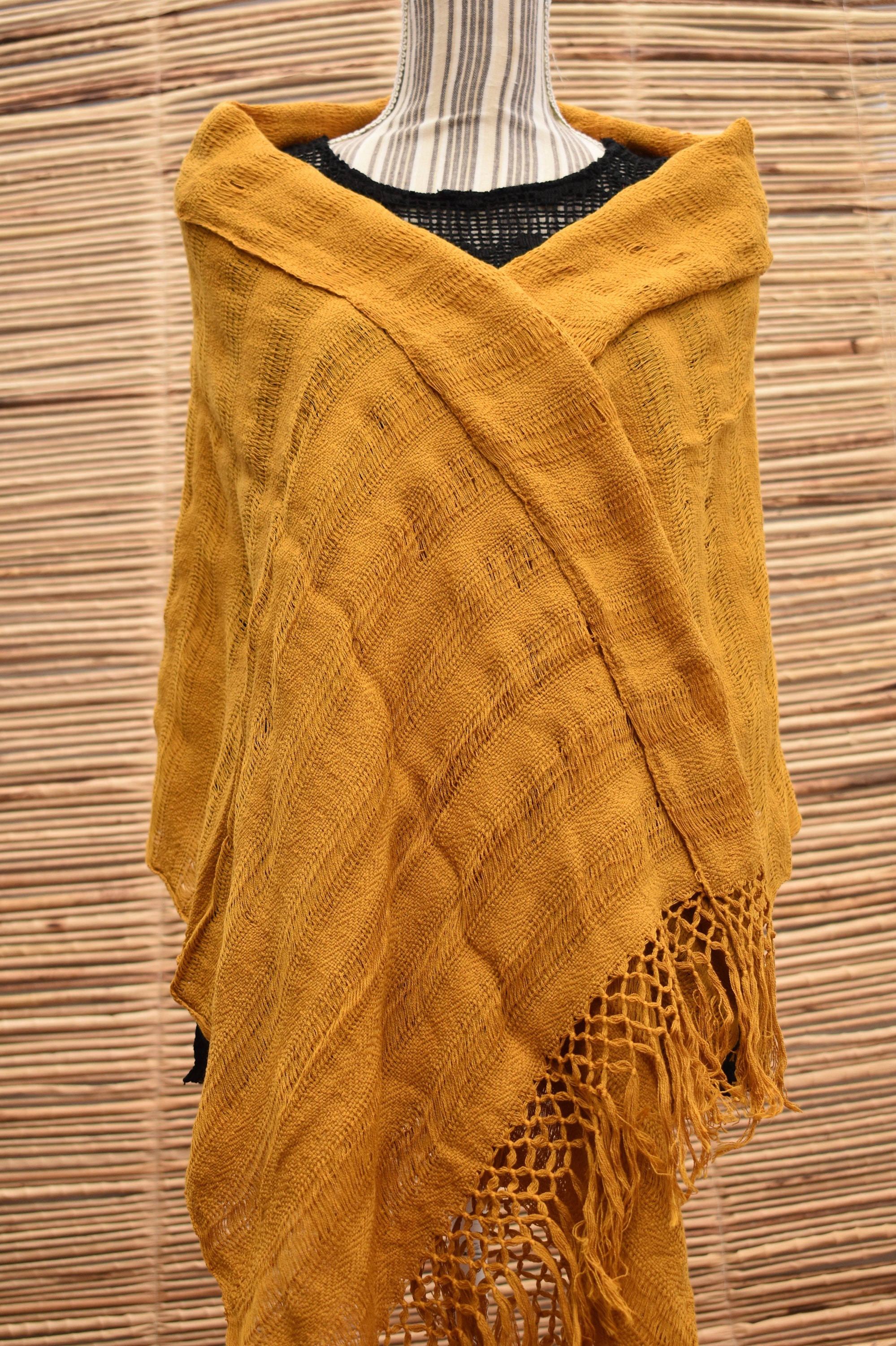 Hand-dyed Mustard Rebozo – Artisanal Elegance With Fine Embroidery and ...