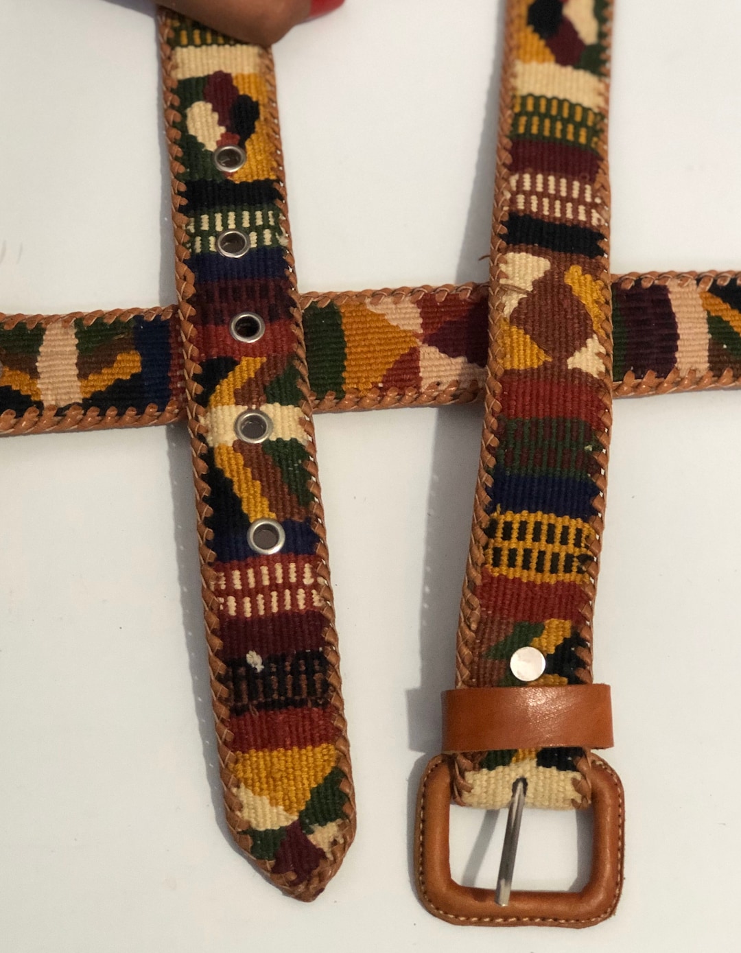 Woven Belt, Cinturón Artesanal Tejido,multicolored Leather Cotton ...