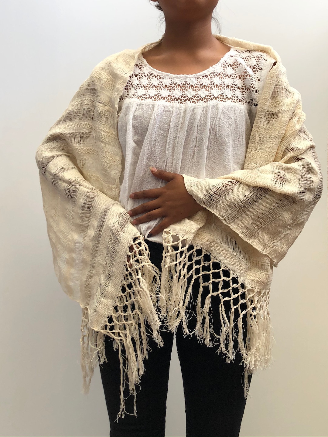 Handwoven Natural Cotton Rebozo - Timeless & Versatile, 100% Artisan ...
