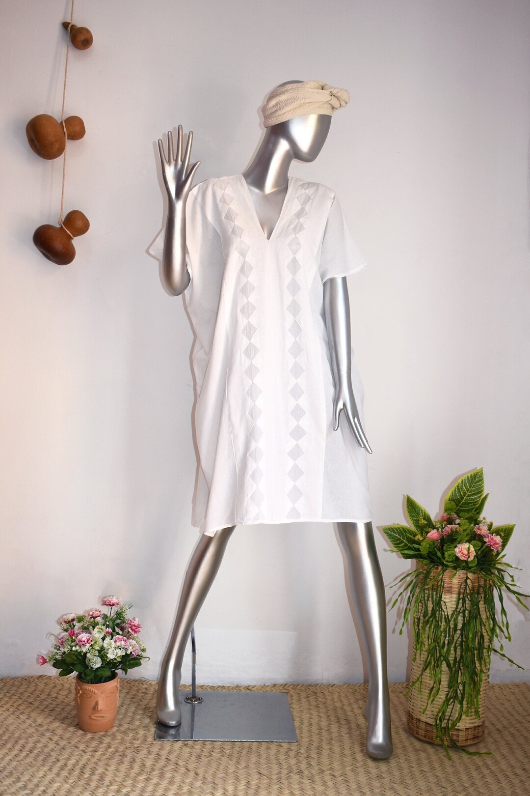 Lightweight Sheer Cotton Tunic - Classic White, Handmade for Summer ...