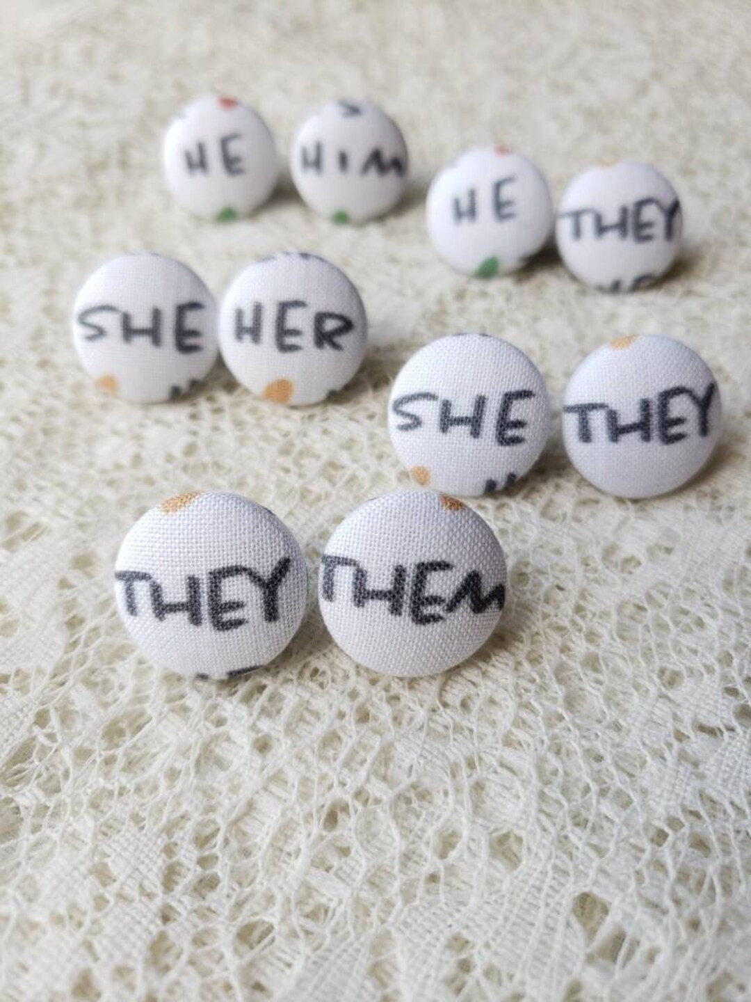 Pronoun Pin Set: Fabric Button Lapel Pins - LGBTQIA Pride - Etsy