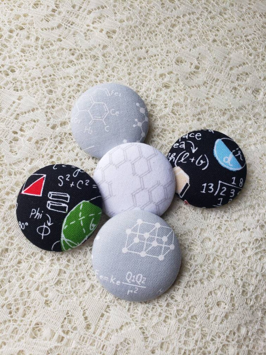 STEM Pin Set/ Fabric Button Pin Set/buttons/pins/math Pins/science Pins ...