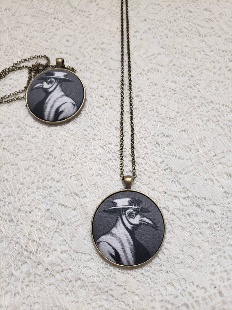 Plague Doctor Fabric Button Necklace/plague Doctor Pin/ Plague | Etsy