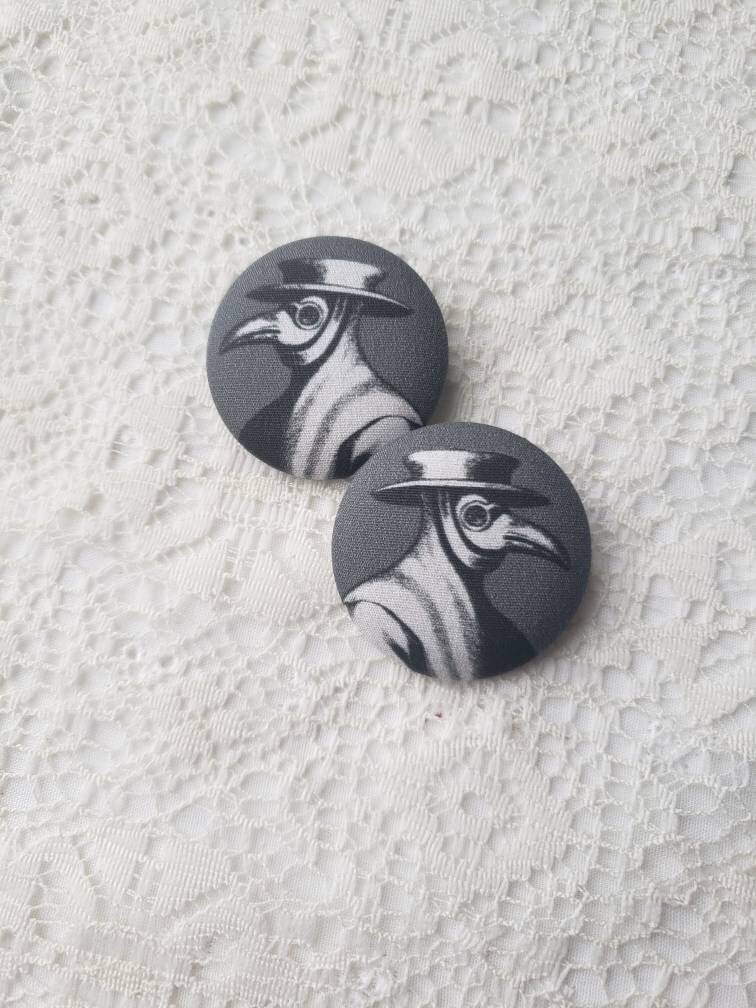 Plague Doctor Fabric Button Necklace/plague Doctor Pin/ Plague | Etsy