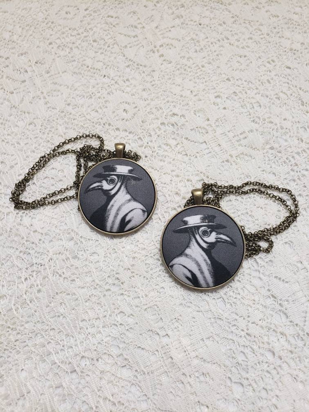 Plague Doctor Fabric Button Necklace/plague Doctor Pin/ Plague Doctor ...