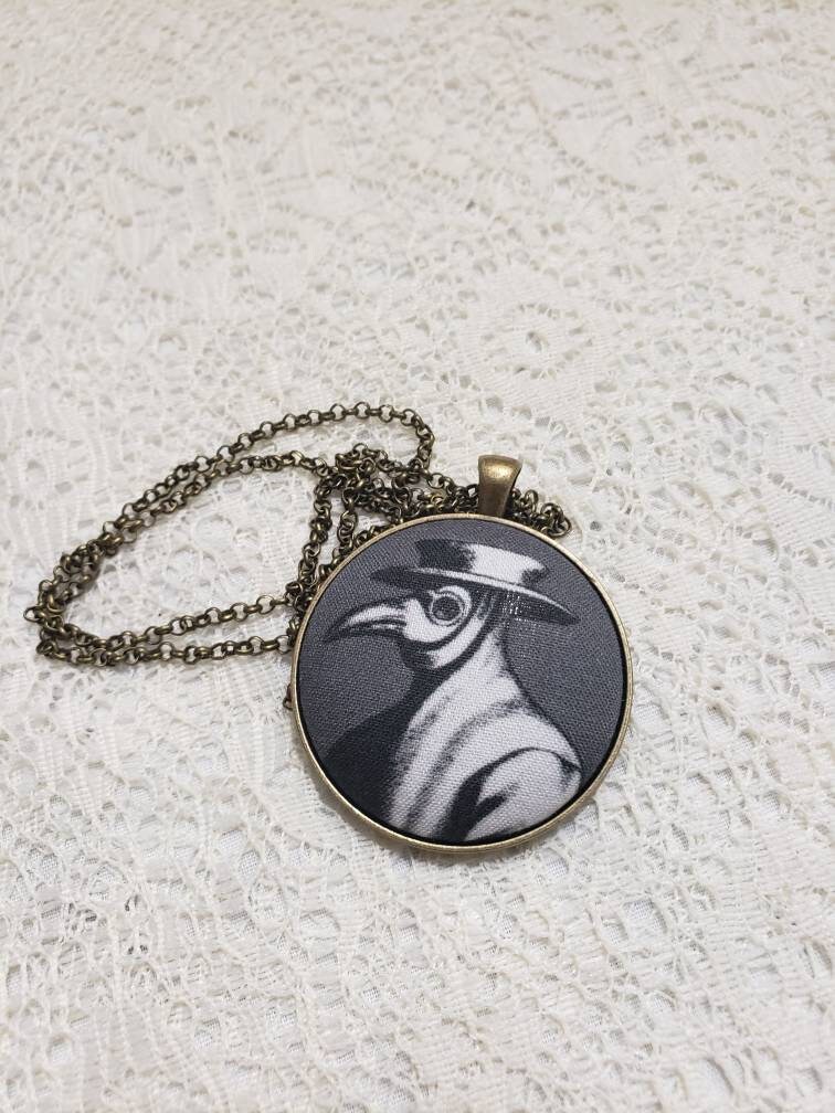 Plague Doctor Fabric Button Necklace/plague Doctor Pin/ Plague | Etsy
