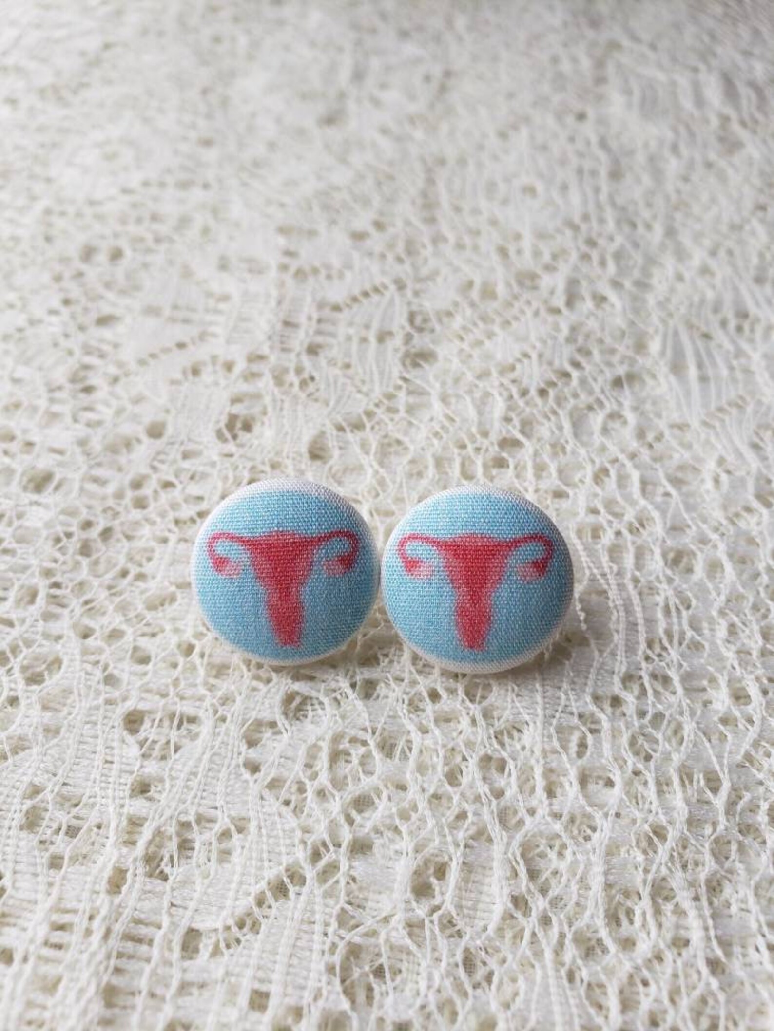 Uterus Fabric Button Earrings/uterus Earrings/uterus - Etsy