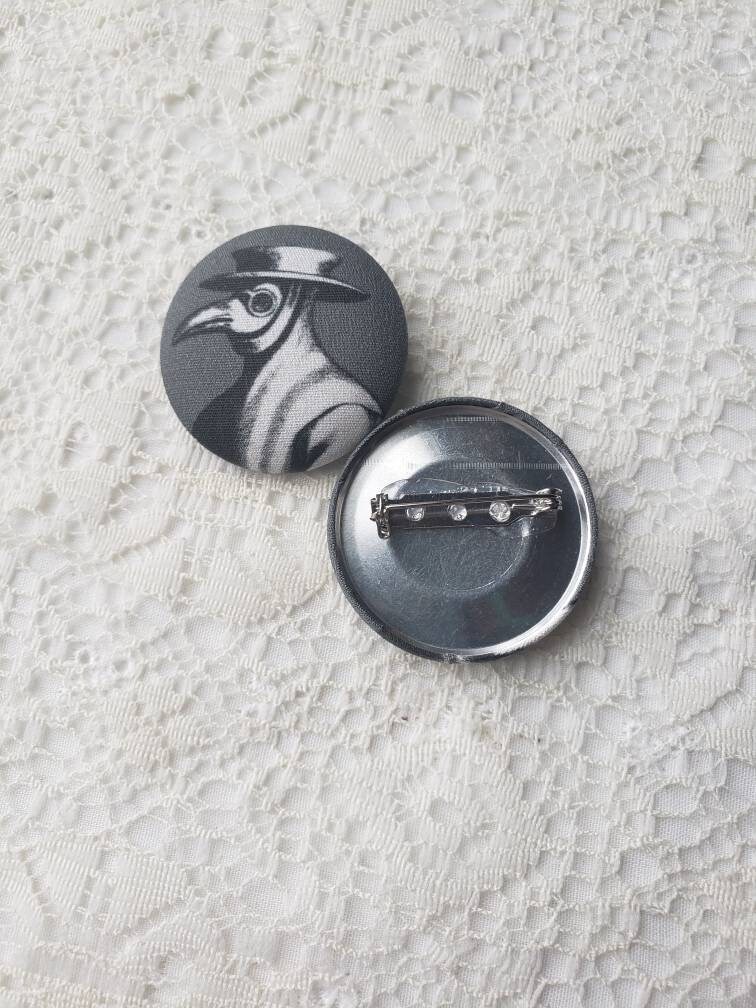 Plague Doctor Fabric Button Necklace/plague Doctor Pin/ Plague | Etsy