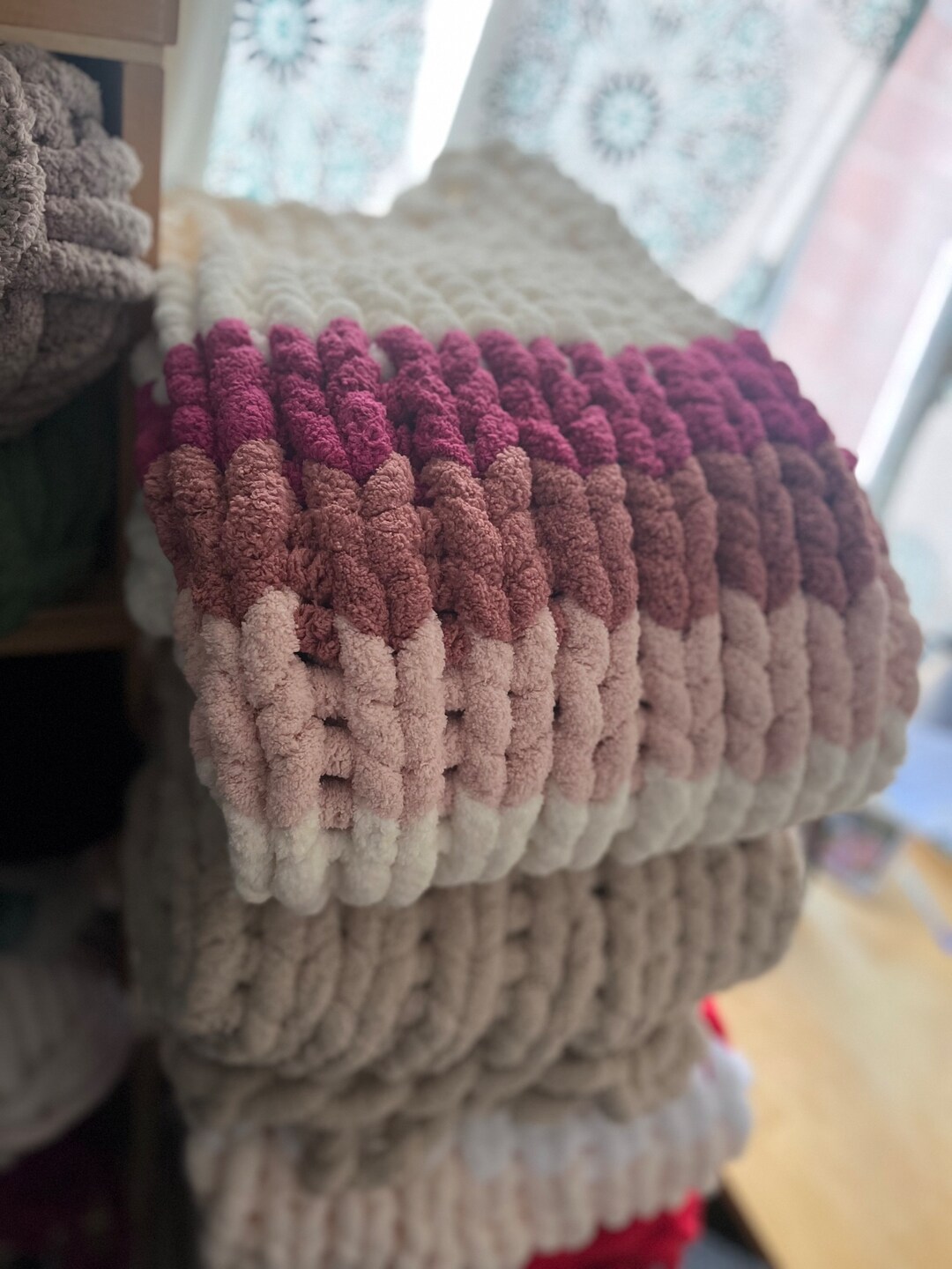 Chunky Hand Knit Blanket - Etsy