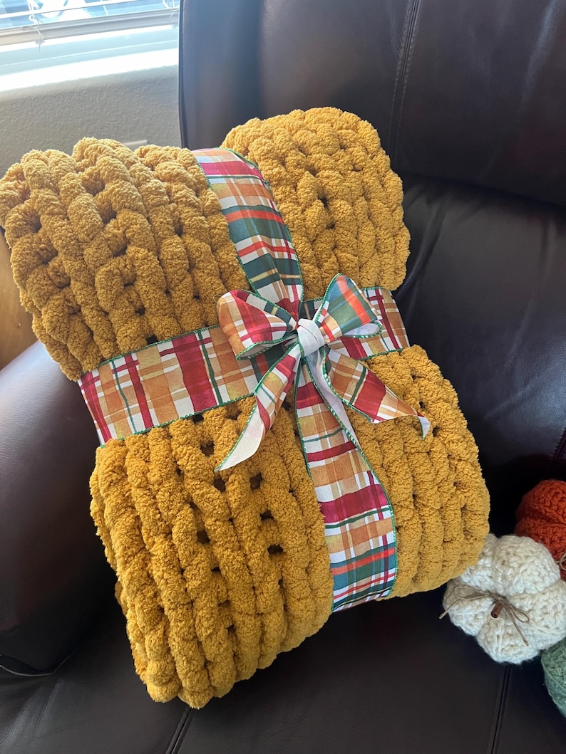 Chunky Hand Knit Blanket - Etsy