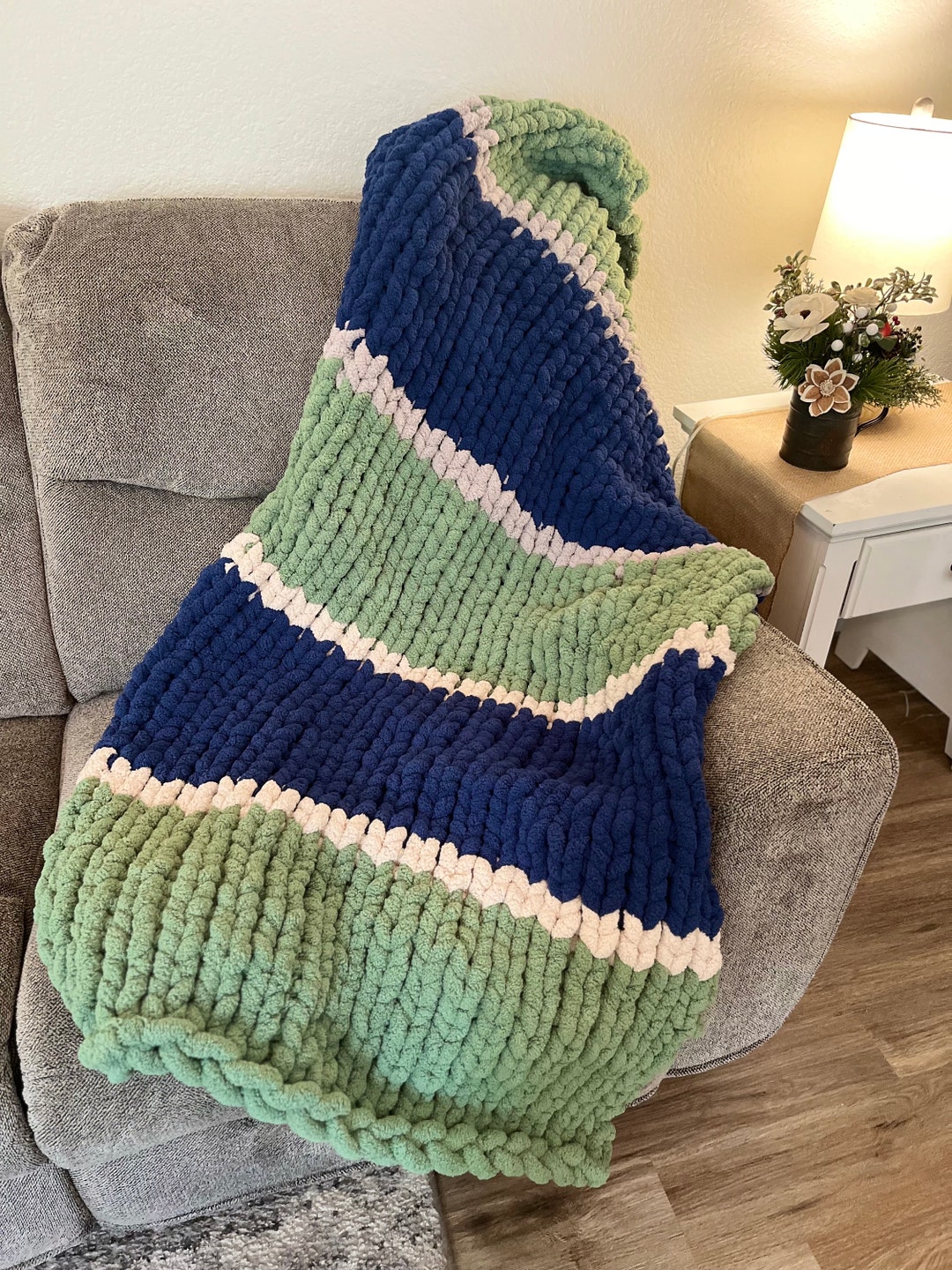 Chunky Hand Knit Blanket - Etsy