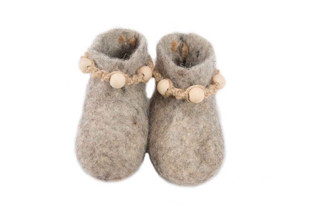 Children's Felt Felted Wool Booties - Boiled Wool Slippers - Boots ...