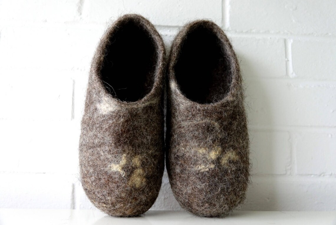 Felt Felted Wool Slippers / Clogs / House Shoes / Mules/ - Etsy