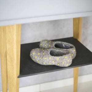 Felted Wool Slippers for Women With Embroidered Polka Dot Design / Wool ...