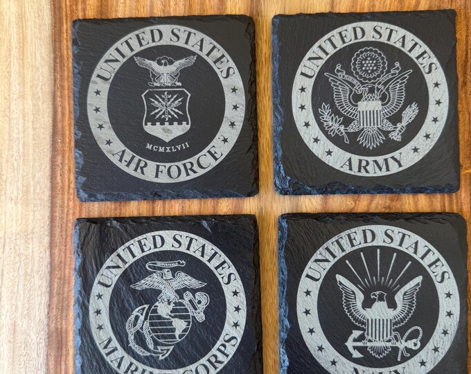 Military Insignia, Military Logos, Laser Engraved, Slate Coasters - Etsy