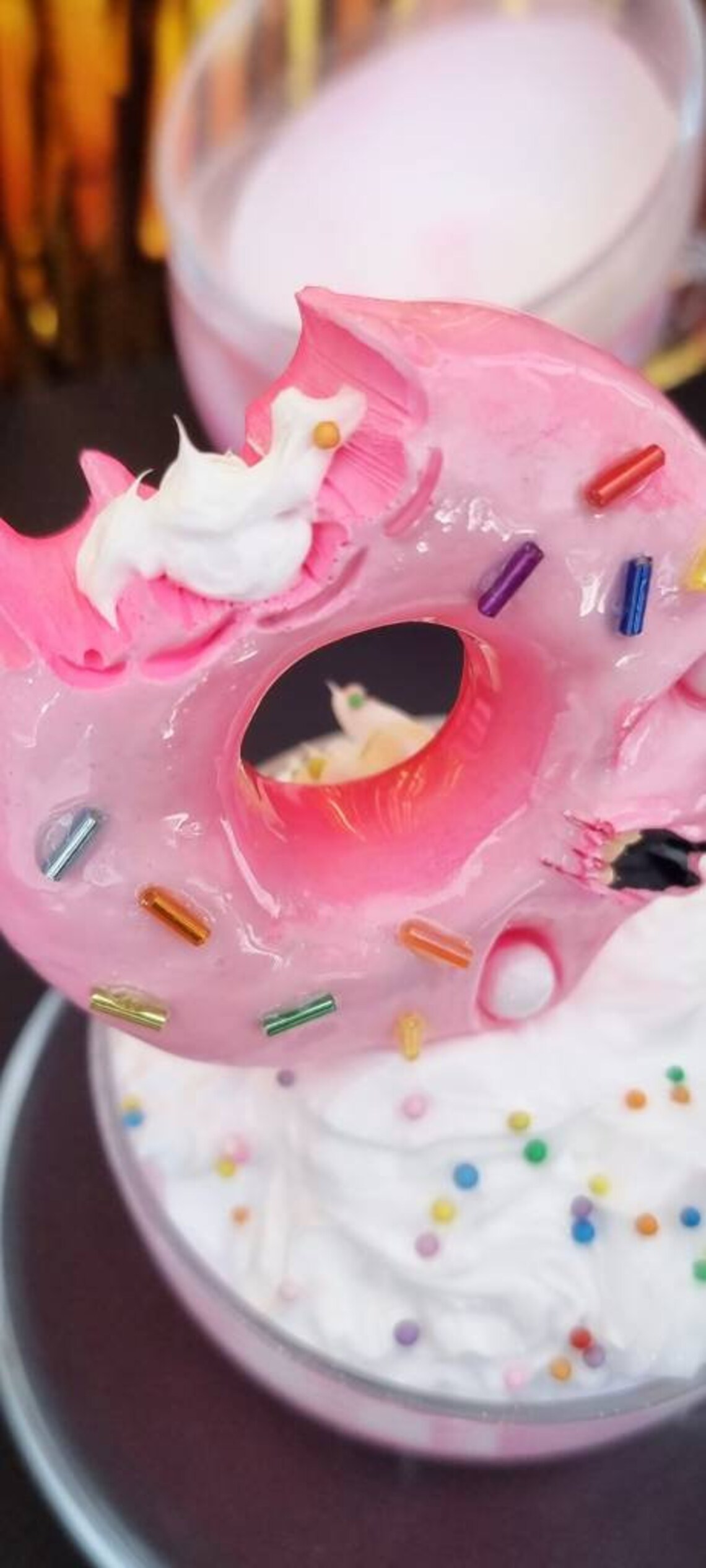 PINK DONUT SPOOKY- Pink Creepy Home Decor Donut Terror Chocolate ...