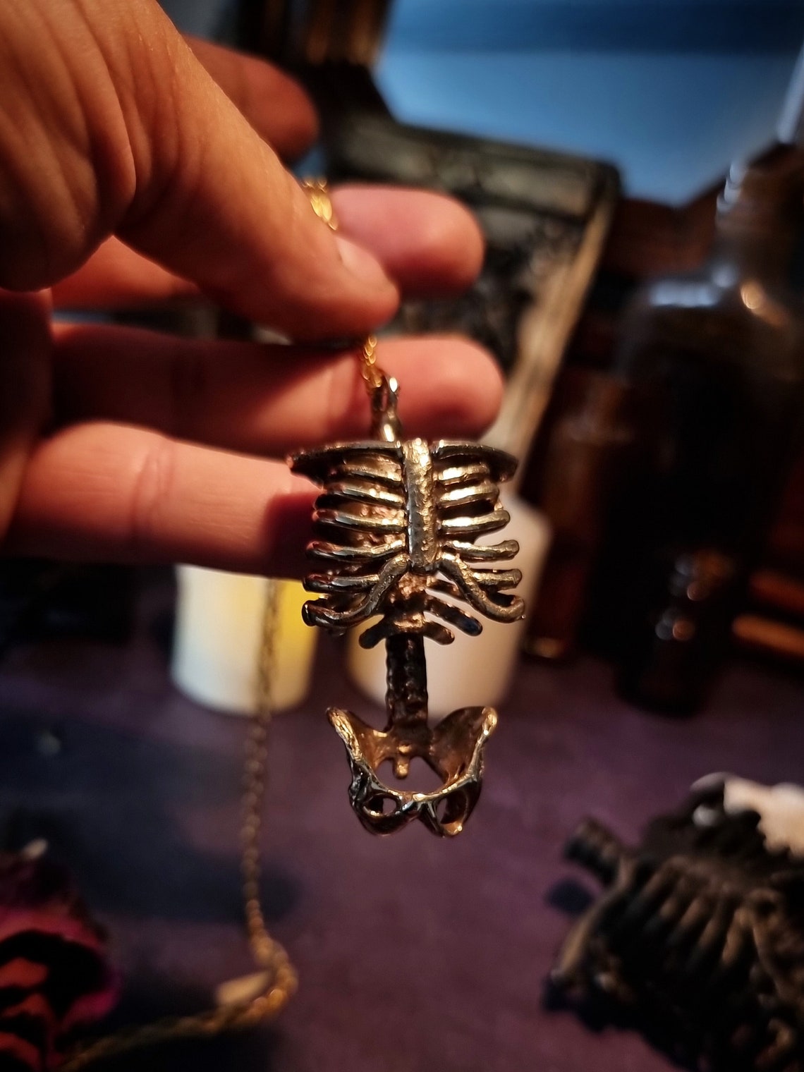 SKELETON NECKLACE - Anatomy Steampunk Jewelry Spooky Halloween Gift ...