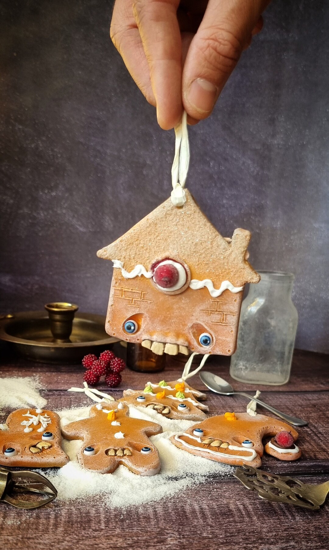 CREEPY ORNAMENTS - Cookie Xmas Christmas Decor, Gift Grinchy Spooky ...
