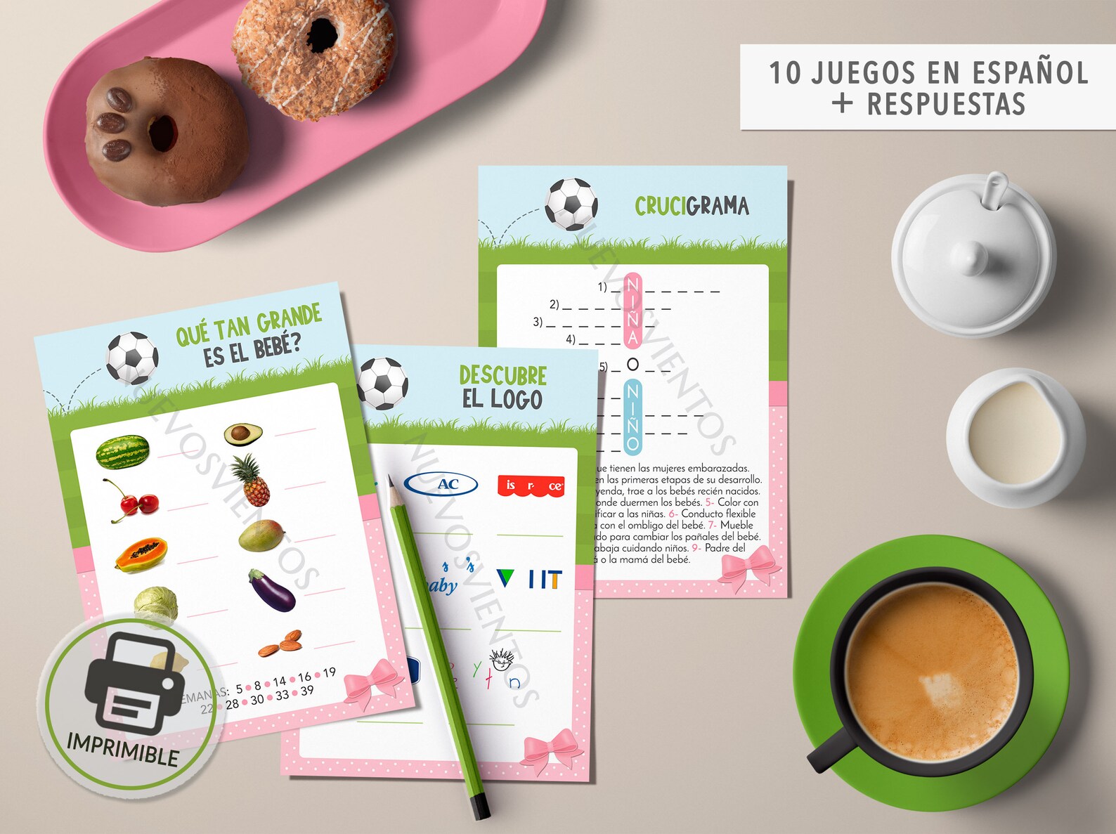 SPANISH Goals or Bows Gender Reveal Games Printable, Soccer Gender ...