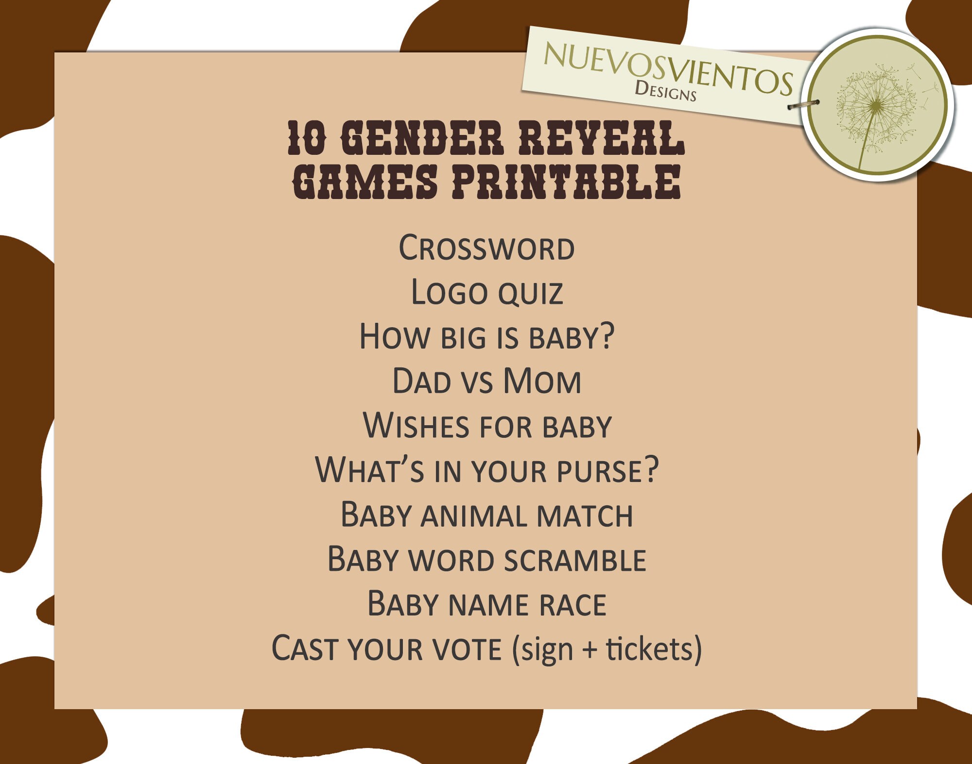 Printable Cowboy or Cowgirl Gender Reveal Games - Western Gender Reveal ...